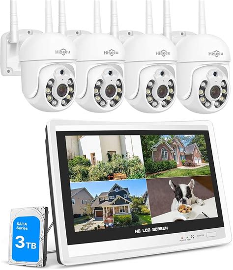 Jp 【500万画素・360° 追尾機能搭載 】防犯カメラ ワイヤレスhiseeu 12インチlcd液晶モニタ一体型