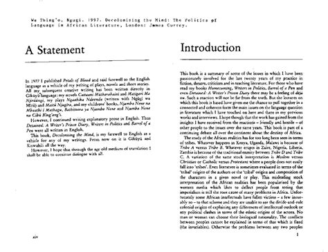 Decolonising The Mind Language And Identity In African Literature Wa