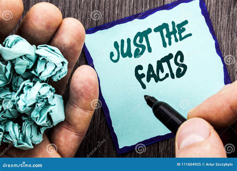 Announcement Text Showing Just The Facts Business Concept For Truth