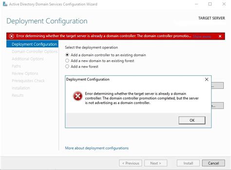 ADC Keep Asking To Promote With PDC Error Determining Whether The Target Server Windows
