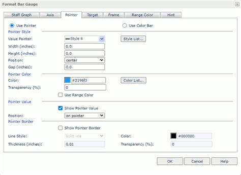 format bar gauge dialog box properties report