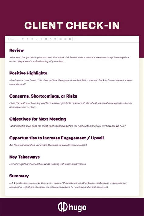 Client Check In Template