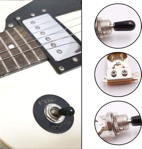 Smseace PCS Way Pickup Selector Silver Toggle Switch Plastic Replaceable Black Switch Tip