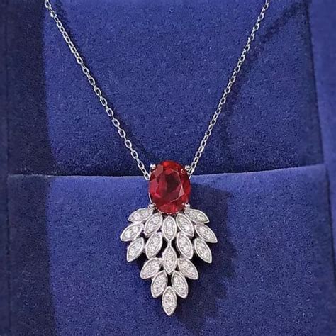 Lab Created Ruby Necklace Etsy