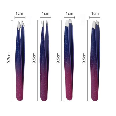 Badu Bg 4 стила Прецизни пинсети за вежди Пулвер за фини косъмчета от неръждаема стомана Плосък