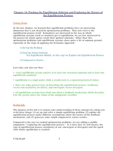 Finding The Equilibrium Solution And Exploring The Nature Pdf