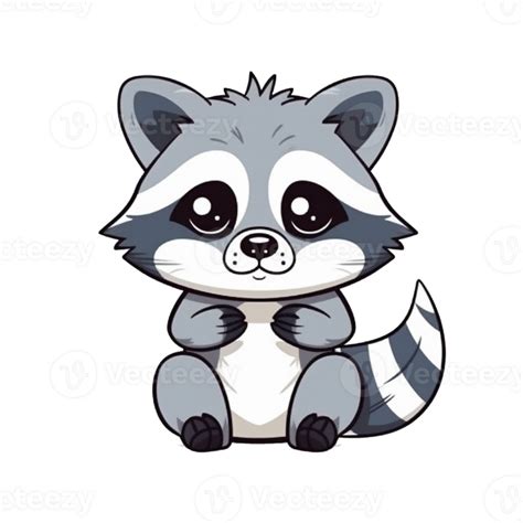 Mapache Natural Con Un Kawaii Cara Linda Dibujos Animados Ai Generar
