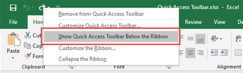 quick access toolbar myexcelonline