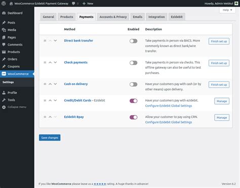 Guide For Woocommerce Ezidebit Payment Gateway