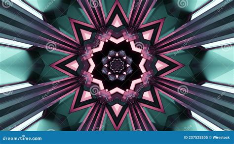 3d Rendering Of Futuristic Kaleidoscopic Patterns Background In Pink