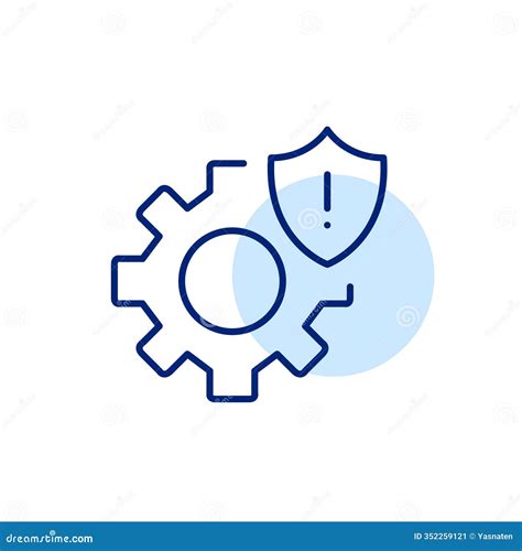 Cogwheel Security Shield And Exclamation Mark Critical System Error Alert Stock Illustration
