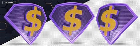Premium Psd 3d Cipher Shield For Sales Money Dollar Purple Yellow