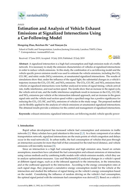 Pdf Estimation And Analysis Of Vehicle Exhaust Emissions At