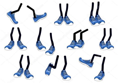 Dibujos Animados Vector Caminar Pies En Zapatillas De Deporte 2023