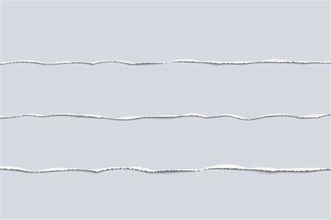 찢어진 종이 스트립 설정 현실적인 벡터 일러스트 레이 션 배너 헤더 칸막이 및 인쇄 디자인에 대 한 종이 가장자리를 찢 어 흰색 눈물 종이 템플릿 0명에 대한 스톡 벡터