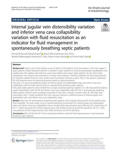 Pdf Internal Jugular Vein Distensibility Variation And Inferior Vena Cava Collapsibility
