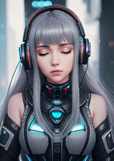 Portrait Close Up Photography Of A Gorgeous Cyberpu