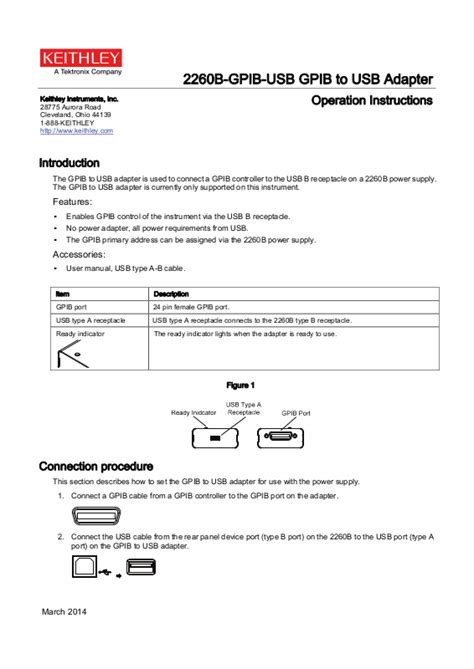 Tektronix 2260b Gpib Usb Gpib To Usb Adapter Operation Instructions