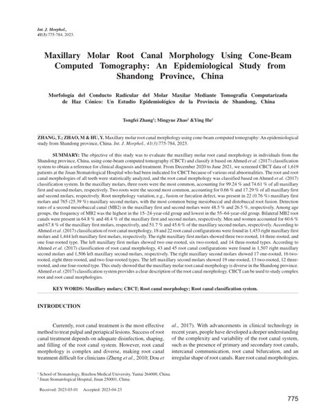 Pdf Maxillary Molar Root Canal Morphology Using Cone Beam Computed