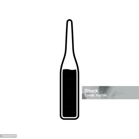앰플 아이콘 수직 뷰입니다 블랙 윤곽 실루엣 벡터 플랫 그래픽 일러스트레이션 흰색 배경의 격리된 개체입니다 격리 0명에 대한 스톡 벡터 아트 및 기타 이미지 Istock
