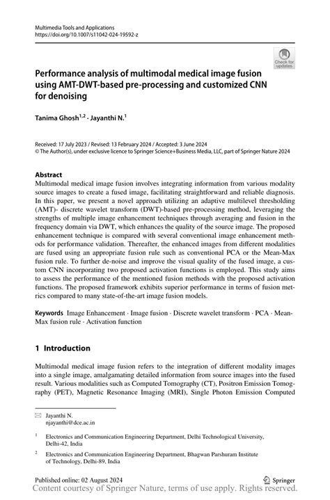 Performance Analysis Of Multimodal Medical Image Fusion Using Amt Dwt Based Pre Processing And