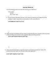 LinkedList Exercise 1 Pdf Exercise Linked List For The Following