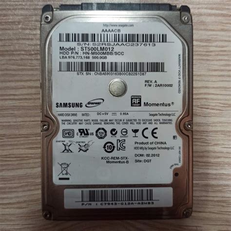 Arızalı Harddisk 500GB Samsung ST500LM012 HN-M500MBB/SSC M8_REV.03 R00