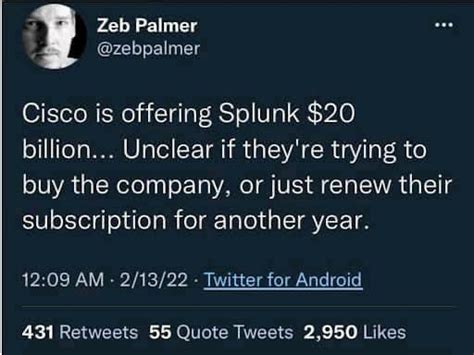 Is Cisco Buying Splunk Or R Programmerhumor