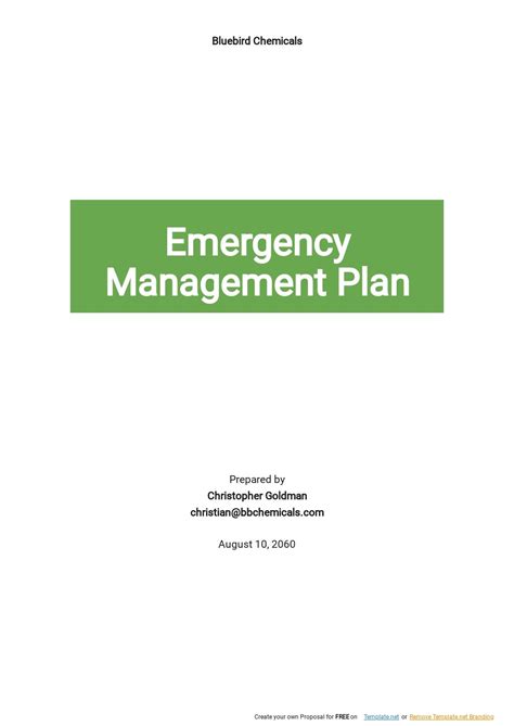 Emergency Preparedness Plan Sample Emergency Management