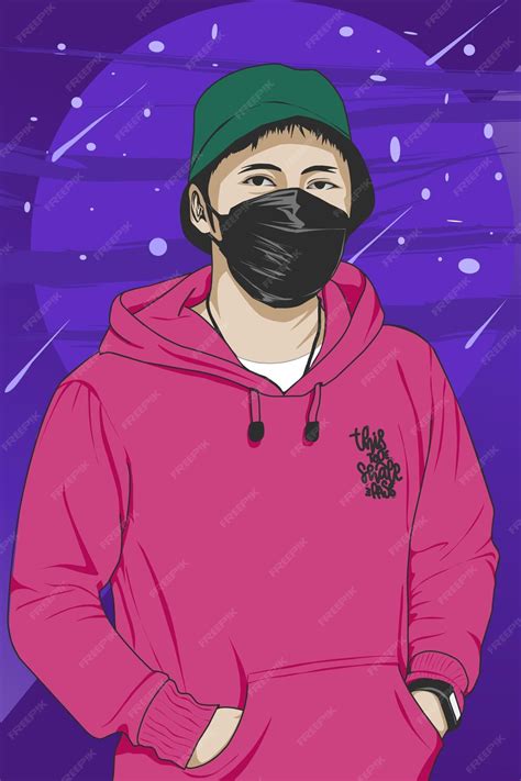 잘생긴 남자 일러스트 프리미엄 벡터