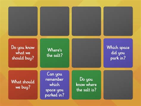 Embedded Questions Additional Exercises Pares Iguales