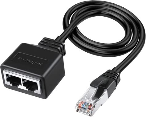 Beseloa Rj45 Ethernet Cable Splitter Network Adapter Internet Port Extender Male To 2 Female Lan