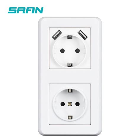 Sran Dual Frame Eu Power Socketsocket With Usb16 Vicedeal