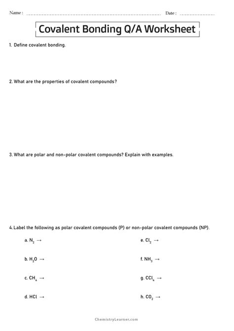 Free Printable Covalent Bonding Worksheets Worksheets Library