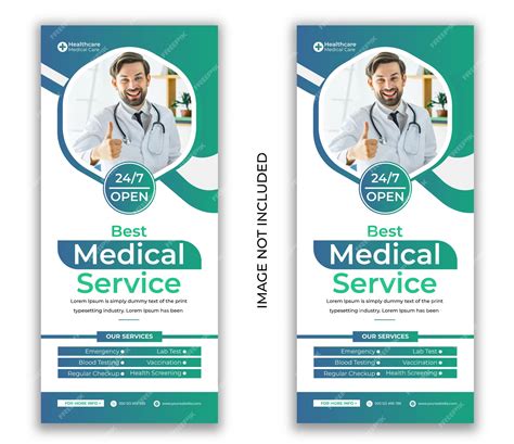 병원을 위한 최고의 의료 의료 서비스 롤업 배너 디자인 프리미엄 벡터