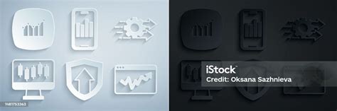 재무 성장 시간 관리 주식 시장 그래프 그래프 차트 인포 그래픽 모바일 및 아이콘을 설정합니다 벡터 3차원 형태에 대한 스톡 벡터 아트 및 기타 이미지 Istock