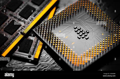 Close Up Of RAM Memory And Pins On Main CPU PC Processor Circuit Board Stock Photo Alamy