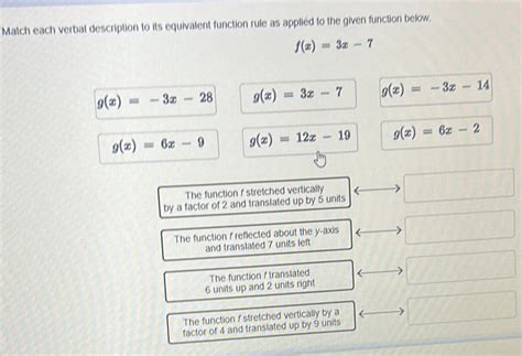 match each verbal description to its equivalent function rule as