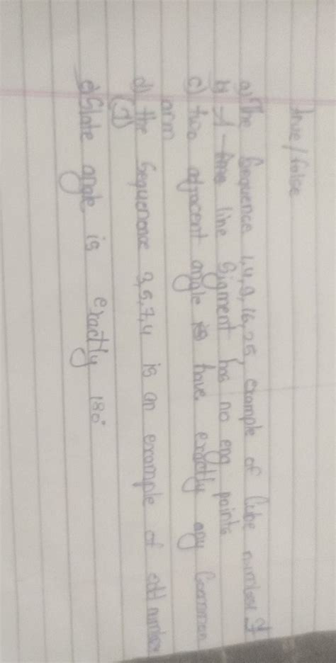 True False A The Sequence 1 4 9 16 25 Is An Example Of Cube Number