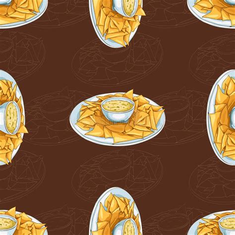 Scetch Sem Emenda Dos Nachos Do Teste Padrão No Fundo Escuro Ilustração