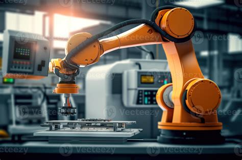 Ai Generated Smart Industrial Automation Advanced Robotic Arm In Modern Factory Created With