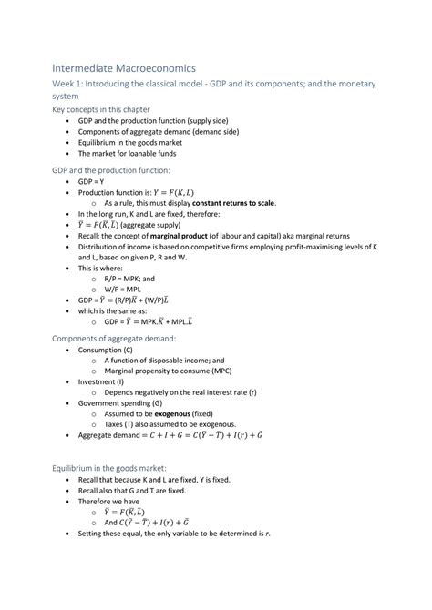 Macroeconomics Notes 178200 Macroeconomics Massey Thinkswap