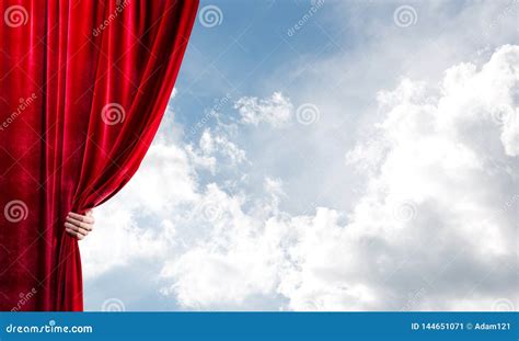 Behind Red Curtain Stock Illustrations Behind Red Curtain Stock Illustrations Vectors