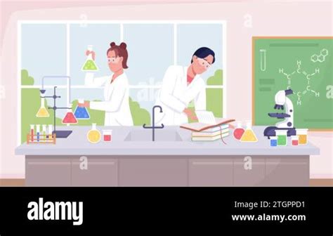 Animated High School Classes Set Classrooms And Library Education