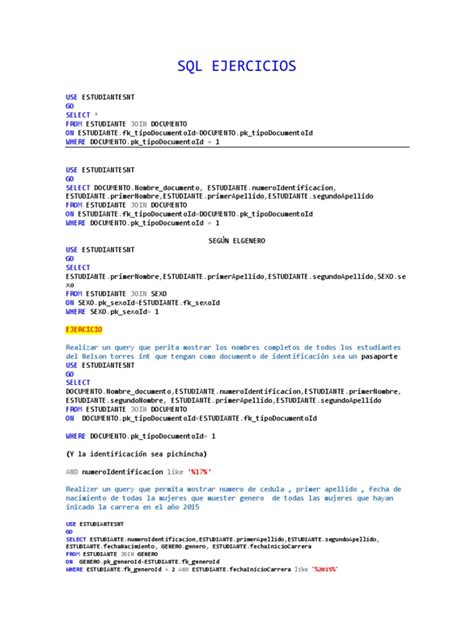 Ejercicio Sql Sql Bases De Datos Prueba Gratuita De 30 Días Scribd