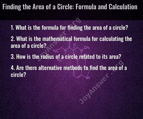 Finding The Area Of A Circle Formula And Calculation Joyanswer Org