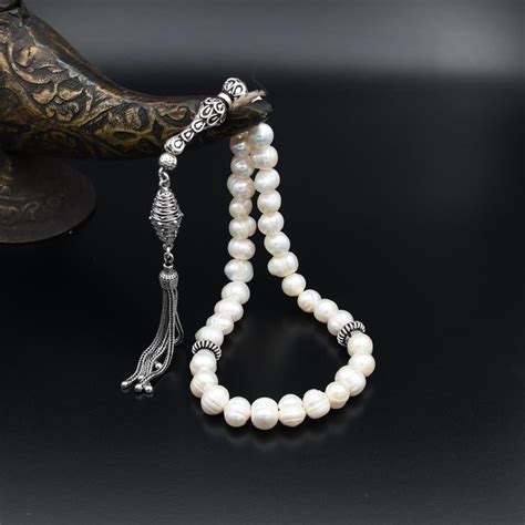 Real Natural Freshwater Pearl Gemstone Rosary Islamic Prayer 33 Beads