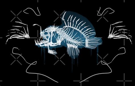 Angler Fish Bones Black By Artskls Redbubble