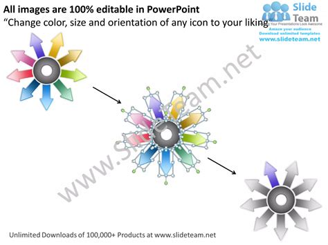 Free Download Flow 9 Diverging Arrows Process Model Cycle Diagram Power Point Slides PDF