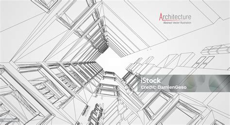 아키텍처 라인 배경입니다 건물 구성 스케치 벡터 추상화 현대 도시 3d 프로젝트 기술 기하학적 그리드 와이어 블루프린트 하우스 디지털 건축가 혁신 와이어프레임 3차원 형태에